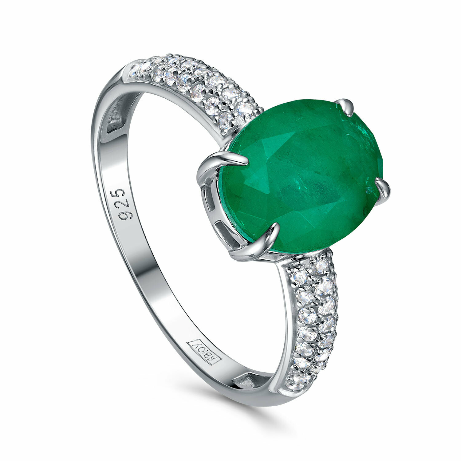 Кольцо тонкое, серебро, 925 проба, фианит, алпанит