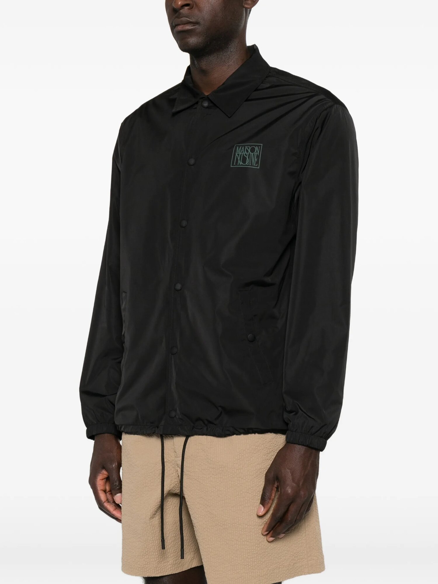 Куртка Maison Kitsune Logo-print buttoned jacket, размер L, black/black — фото 1