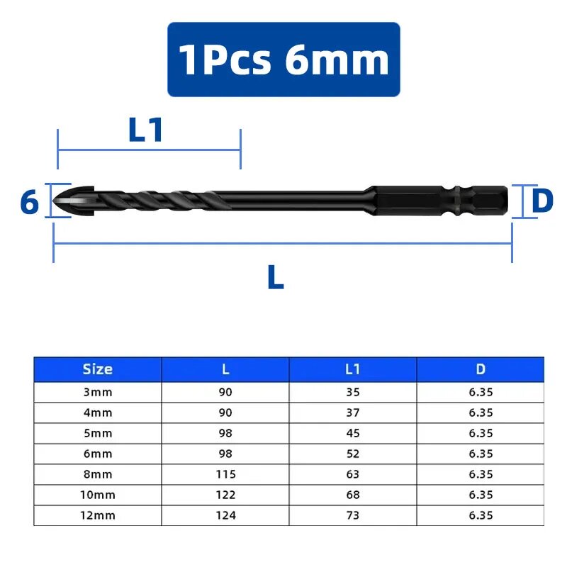 Сверла для плитки SIQICNC 3 4 5 6 8 10 12 мм 1Pcs 6mm