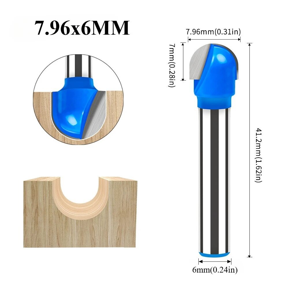 JRDS фреза для дерева с шариковым носом 6 мм 7.96x6MM