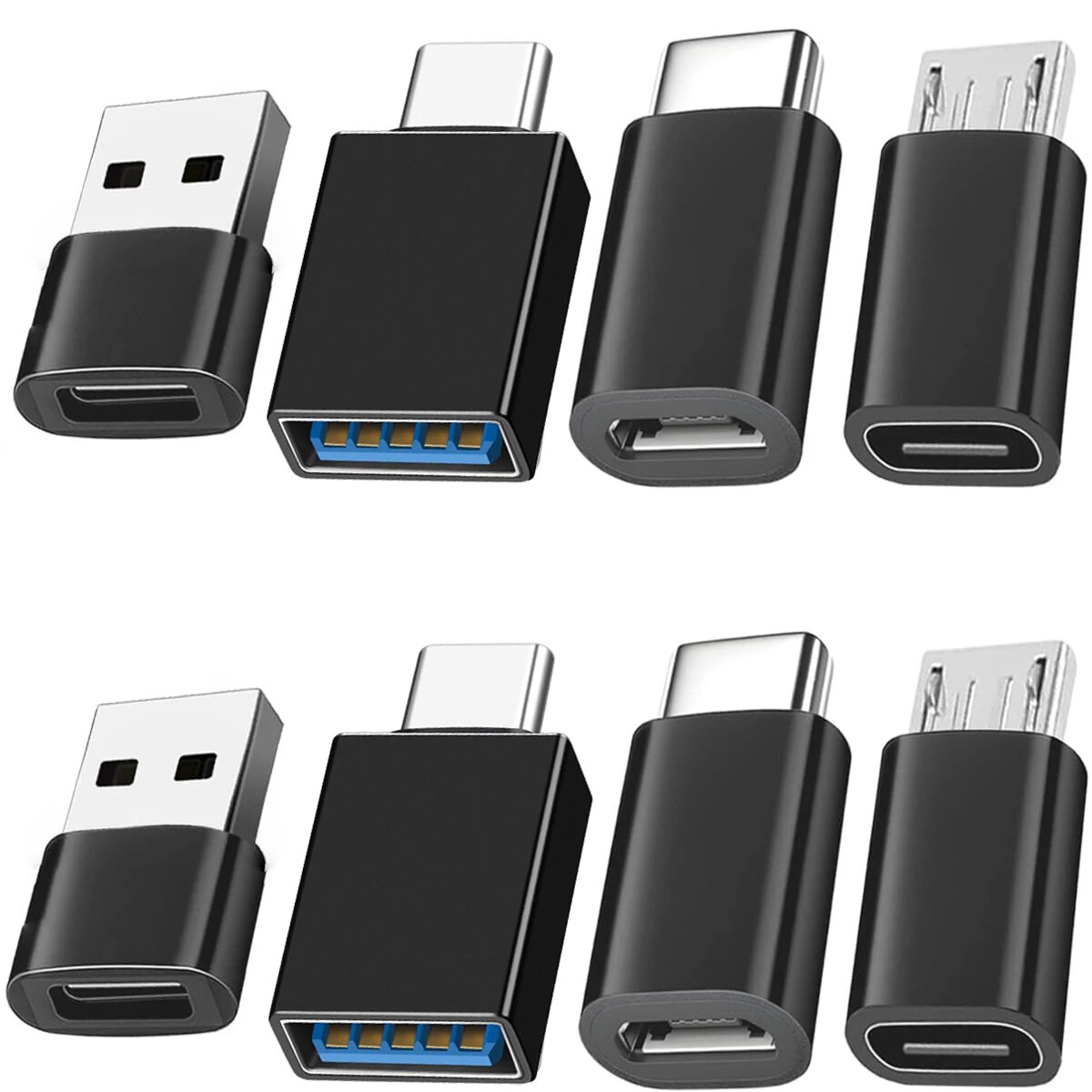 Набор переходников USB Type-C/Micro USB/USB-A, черный