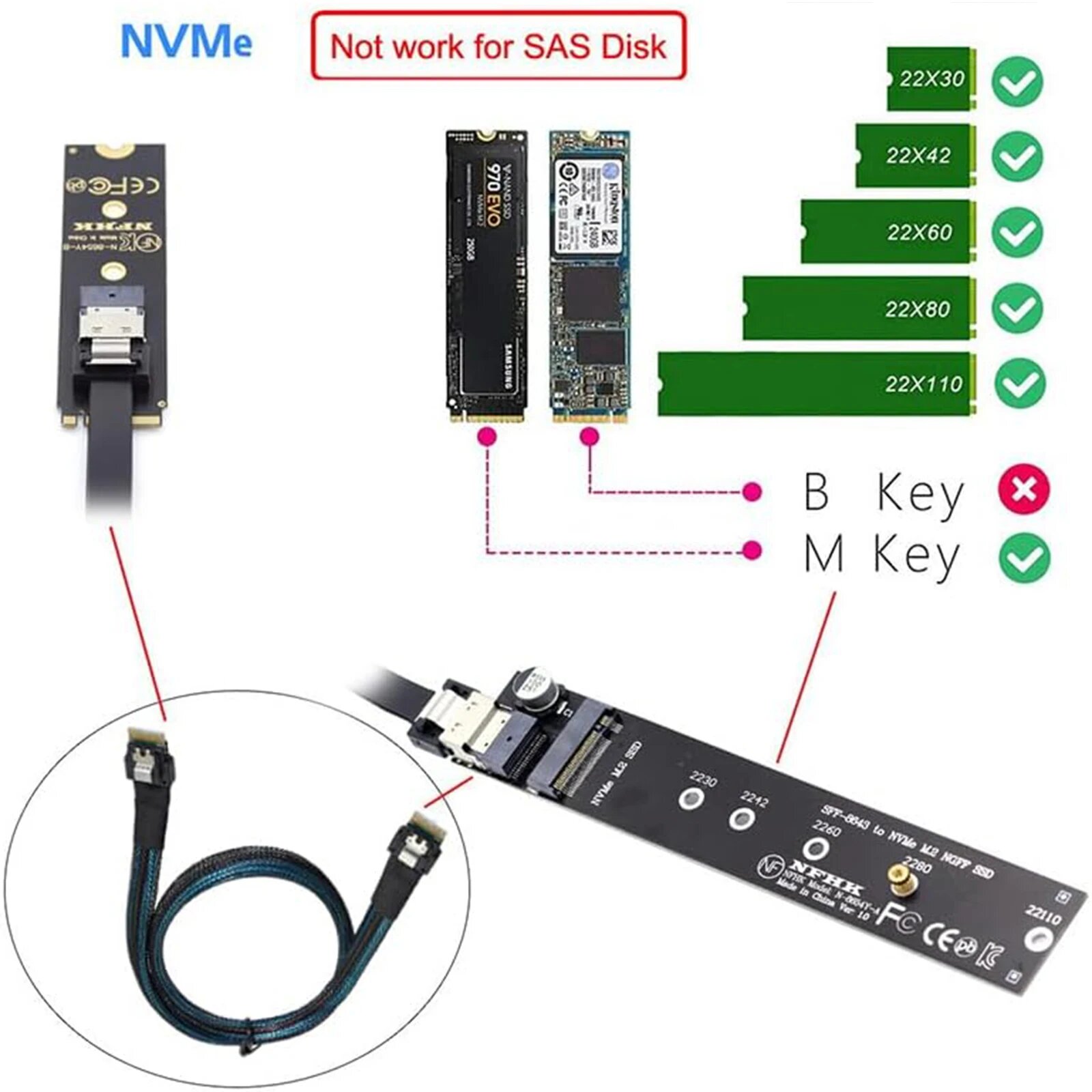 Кабель-удлинитель M.2 NVMe JoniSerl 40 см — фото 1