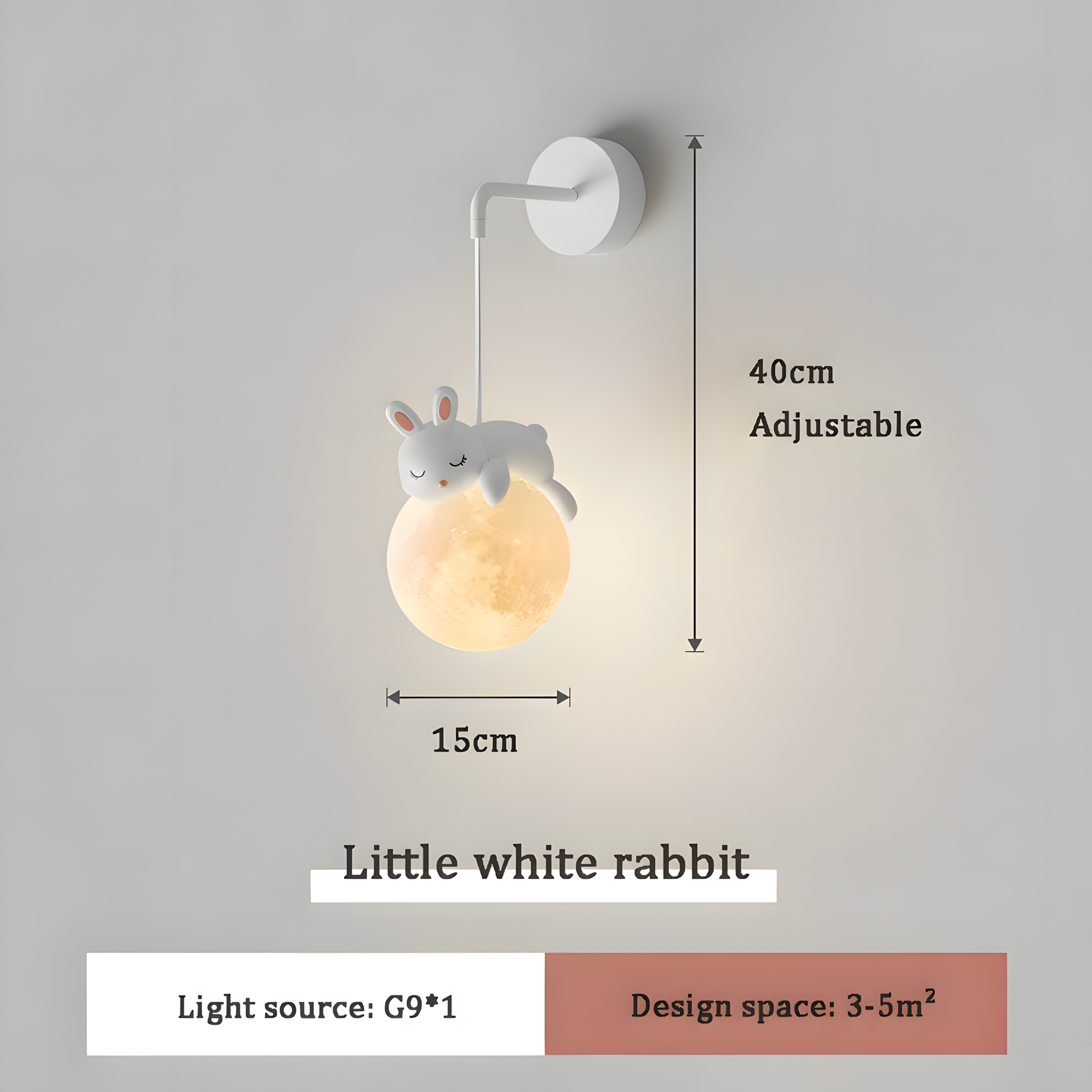 Настенные светильники XIUAN Белый медведь Белый кролик, 3 color temperature, White Rabbit, Белый