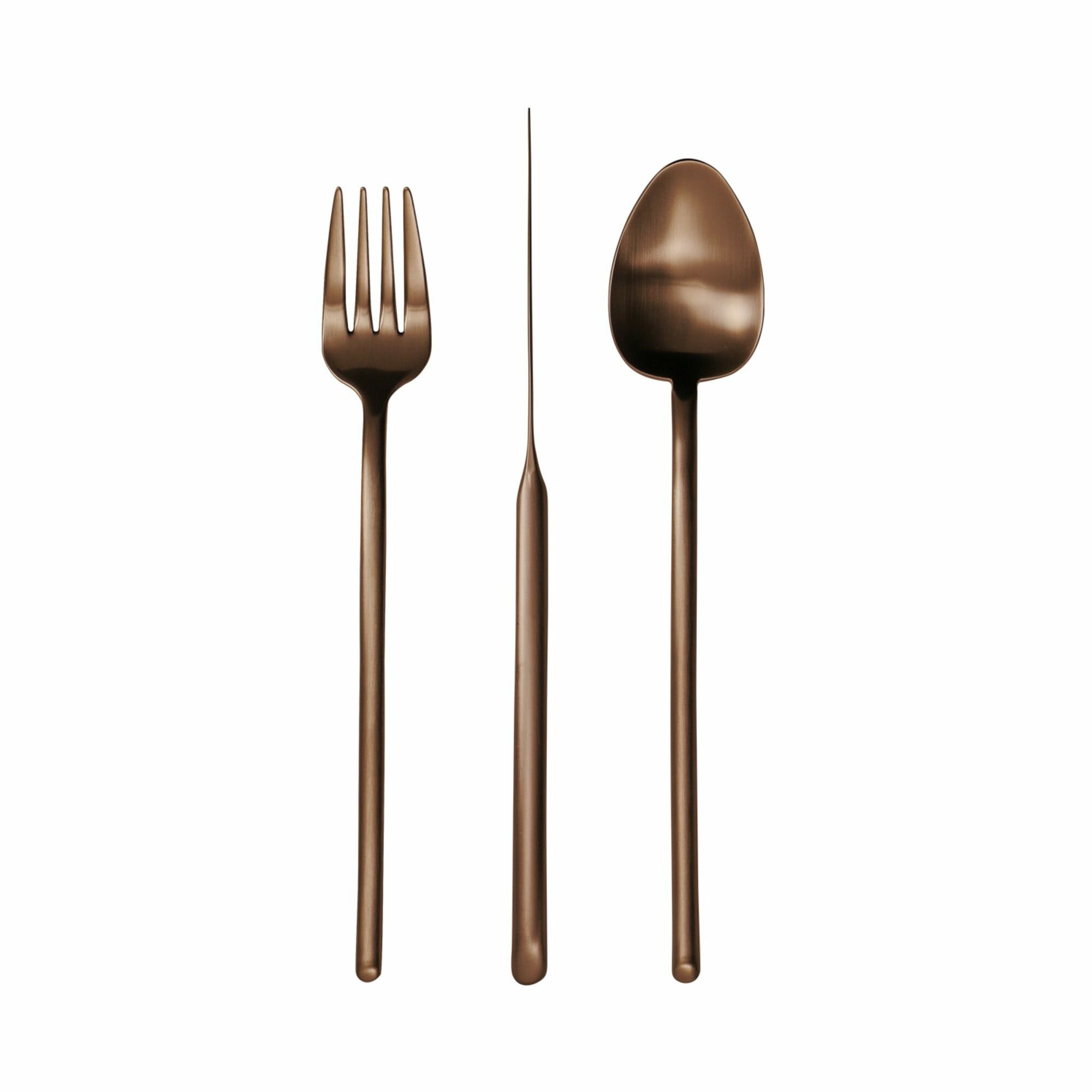 Столовые приборы Herdmar STICK MAT CHOCOLATE 92, сталь 18/10, цвет шоколадный матовый, 24 шт. (6 ложек + 6 вилок + 6 ножей + 6 чайных ложек) подарочная коробка