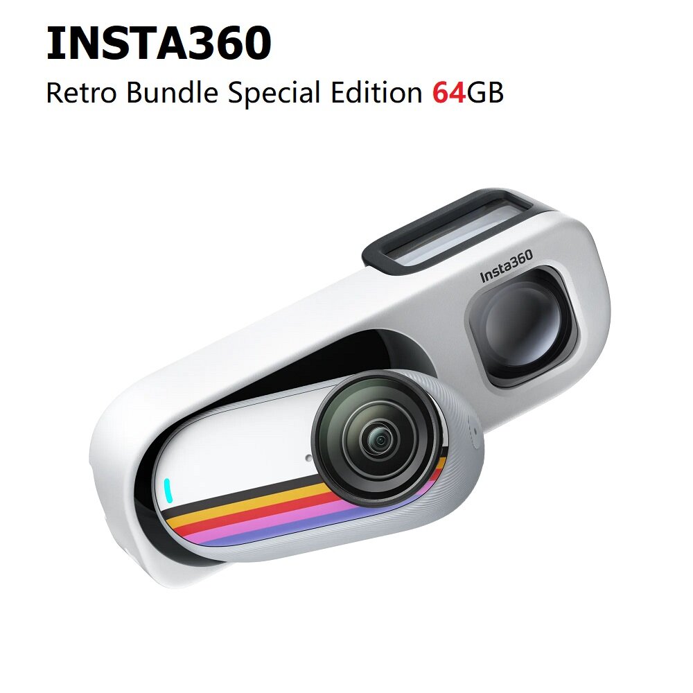 Экшн-камера Insta360 GO 3S, 64 ГБ, водонепроницаемая, магнитное крепление, Специальное издание Retro Bundle, Белый