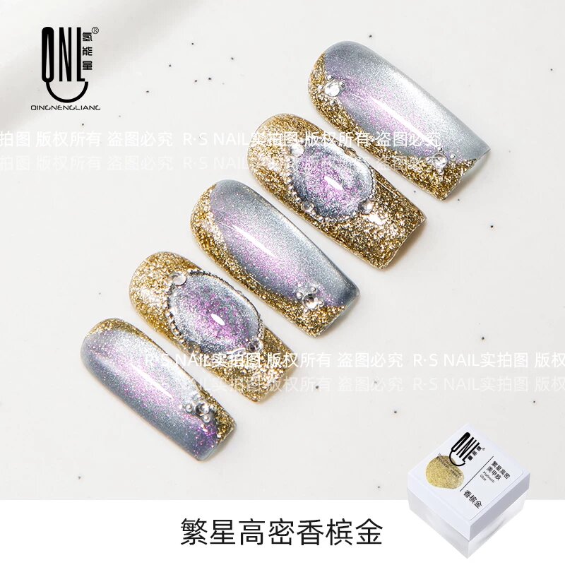 Гель-лак Hydro Energy Champagne Gold Starry High-Density 15 мл