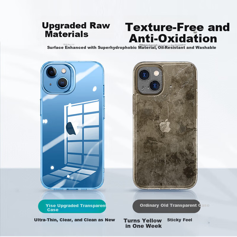ESR Прозрачный силиконовый чехол с подушкой безопасности для iPhone 13/14 легкий и охлаждающий Цвет：Сверхтонкий и
