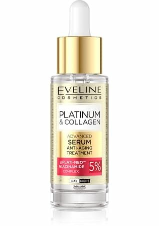 Сыворотка eveline cosmetics platinum & collagen advanced facial serum anti-aging treatment, 30 мл