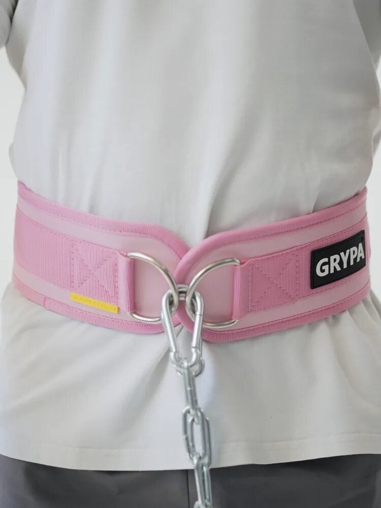 Пояс с цепью для отягощений /пояс утяжелитель GRYPA розовый 100см