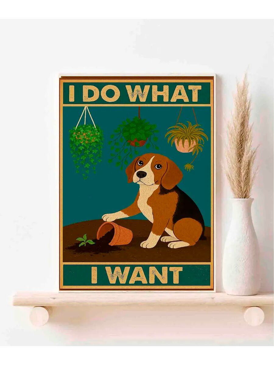 Собака породы бигль, I Do What I Want, Плакат 30x42см