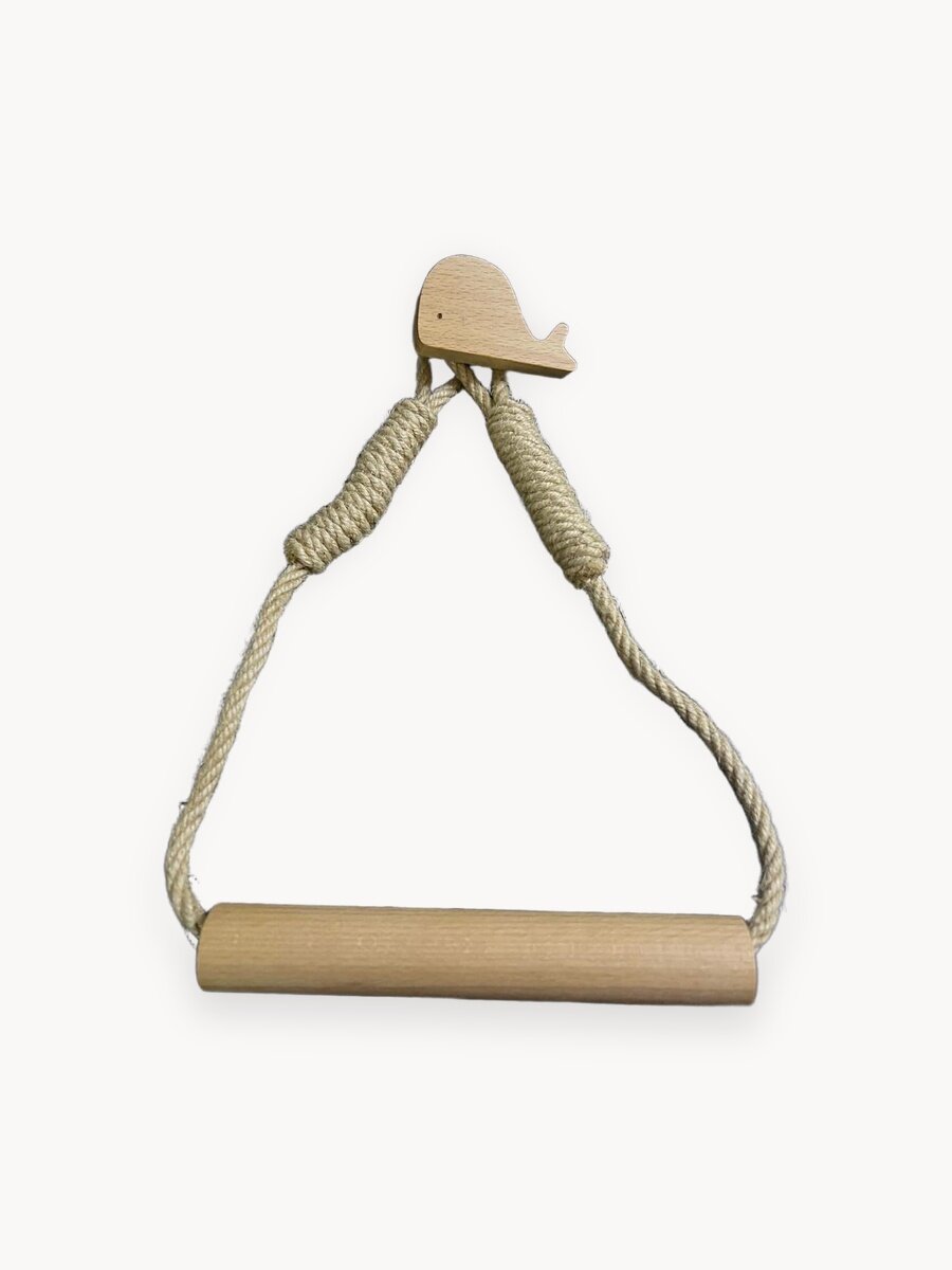 Держатель для туалетной бумаги кит из дерева и бечёвки, 1 шт.