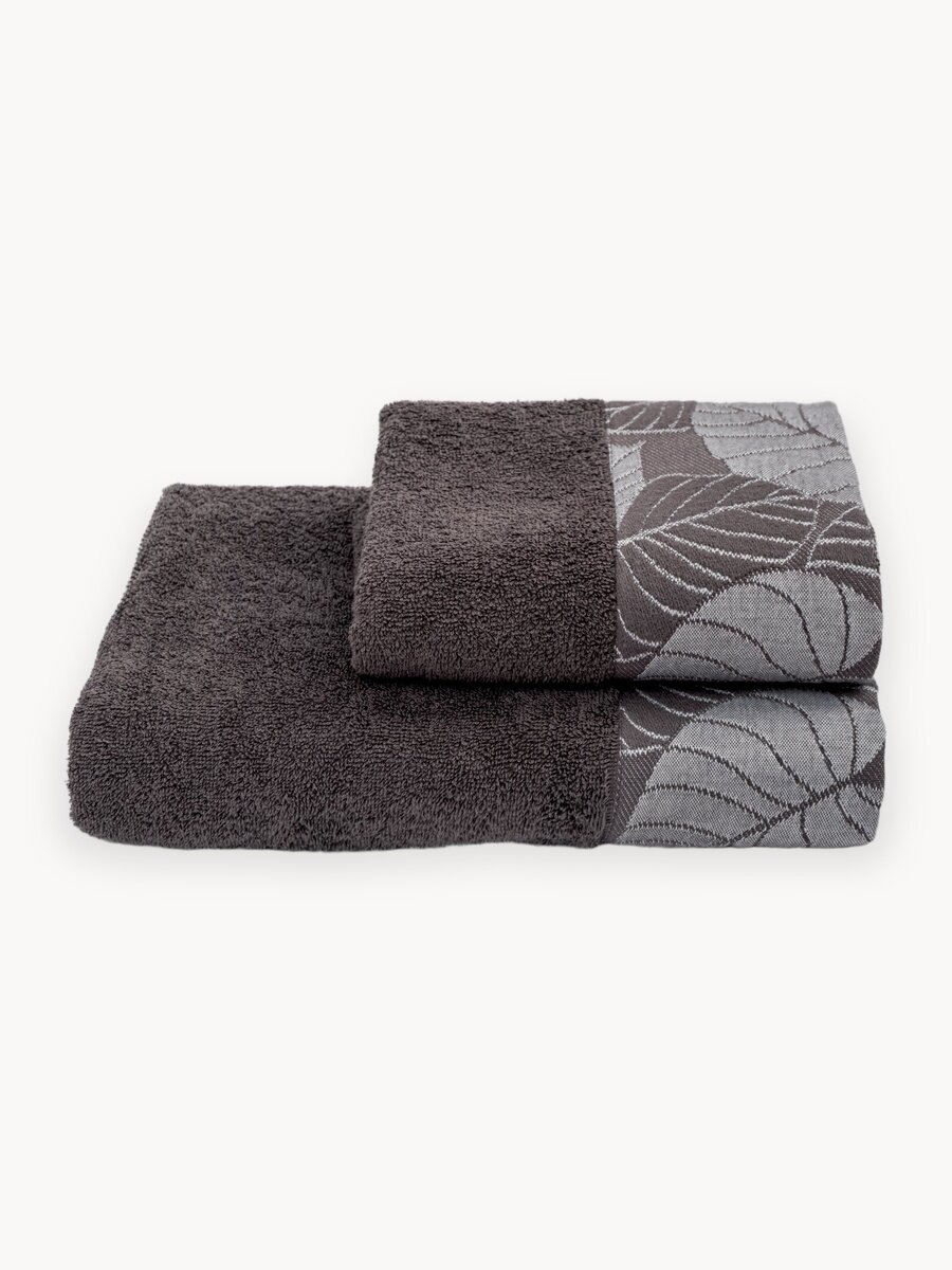 Набор махровых полотенец ECO-Life Flora, 50х80, 70х130, Графит