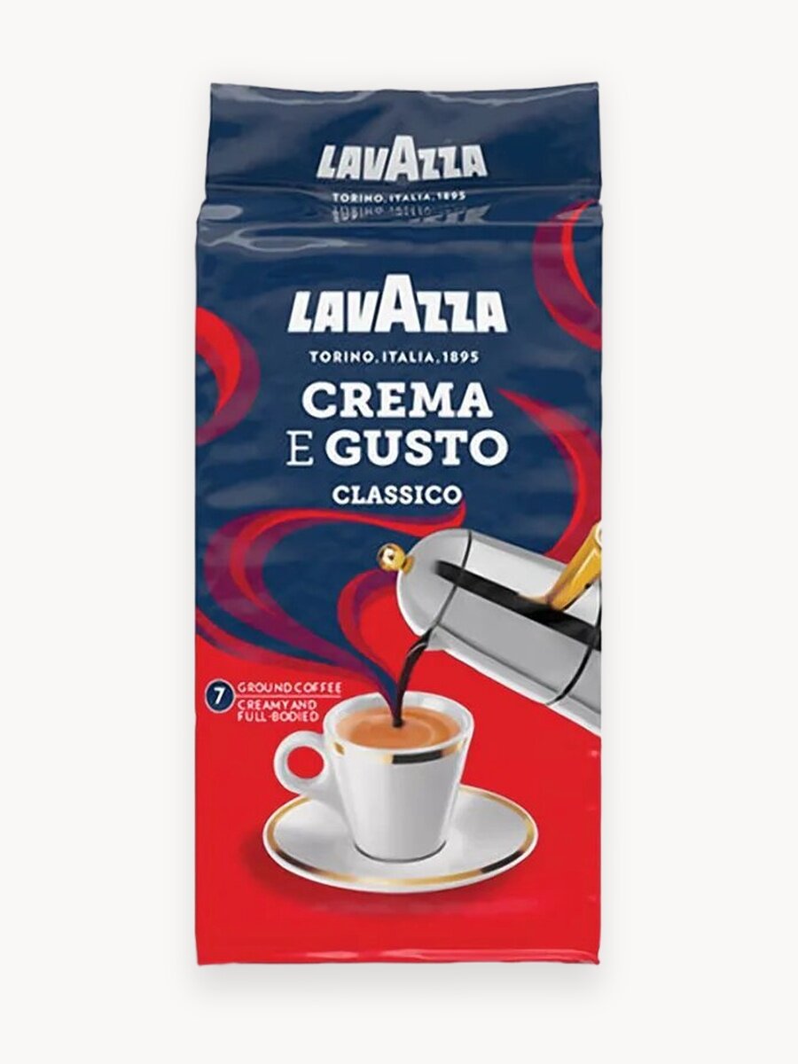 Кофе молотый Lavazza Crema e Gusto арабика и робуста, свежеобжаренный со вкусом какао и ореха, 250 гр