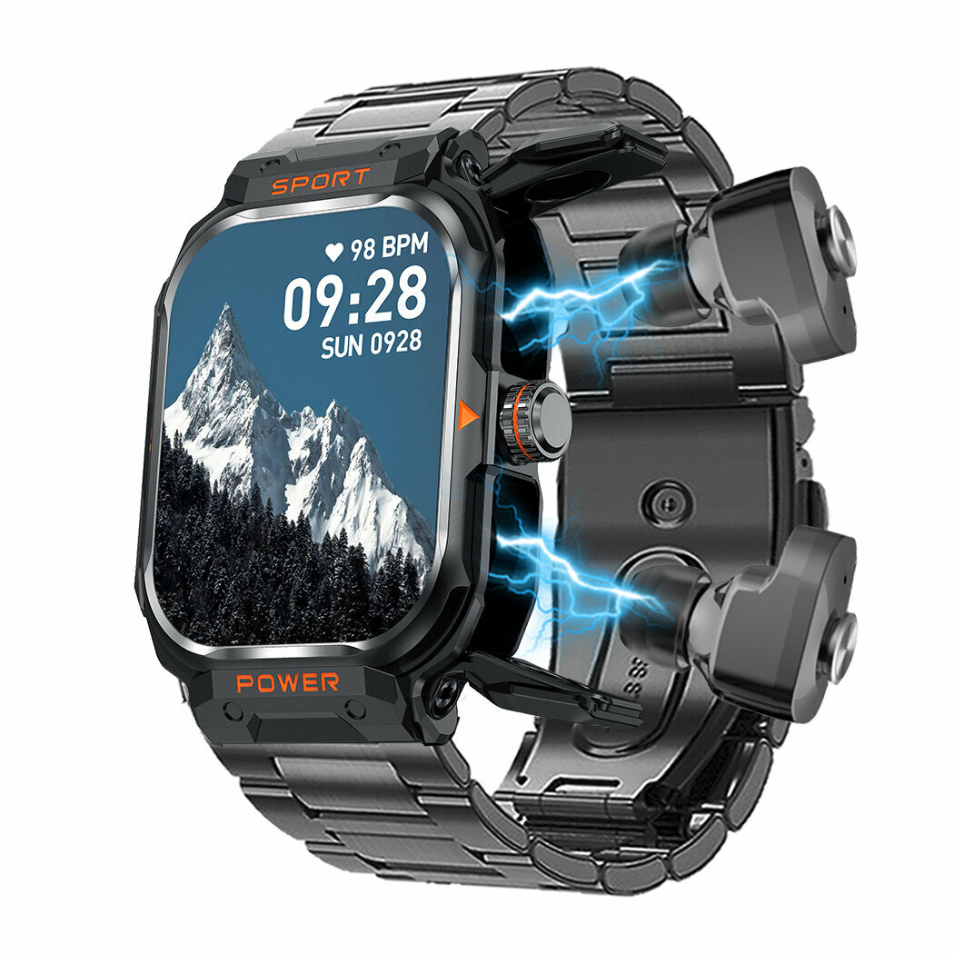 Смарт-часы JITE Black tech, 3-в-1, Bluetooth, IP67, с наушниками
