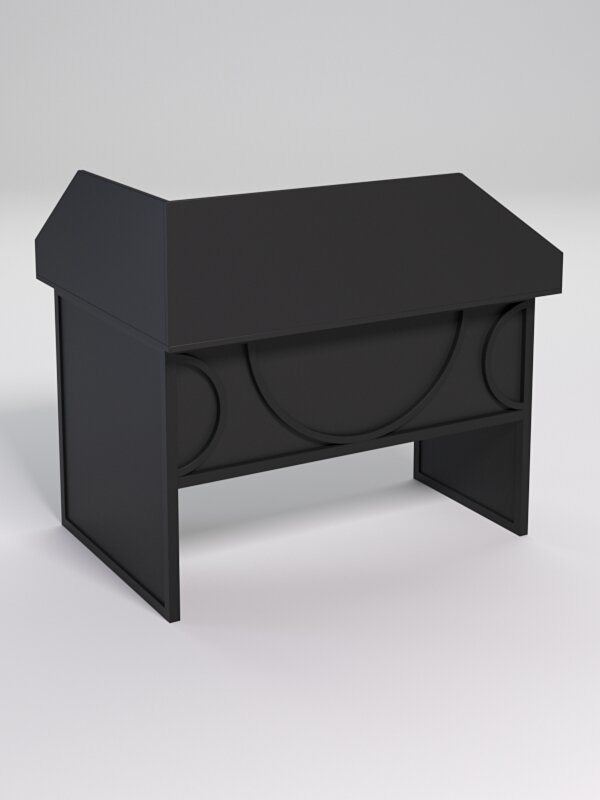 Стол эргономичный офисный СЭ-16 (правосторонний) с экраном "стронг" в стиле лофт декор №1, Черный