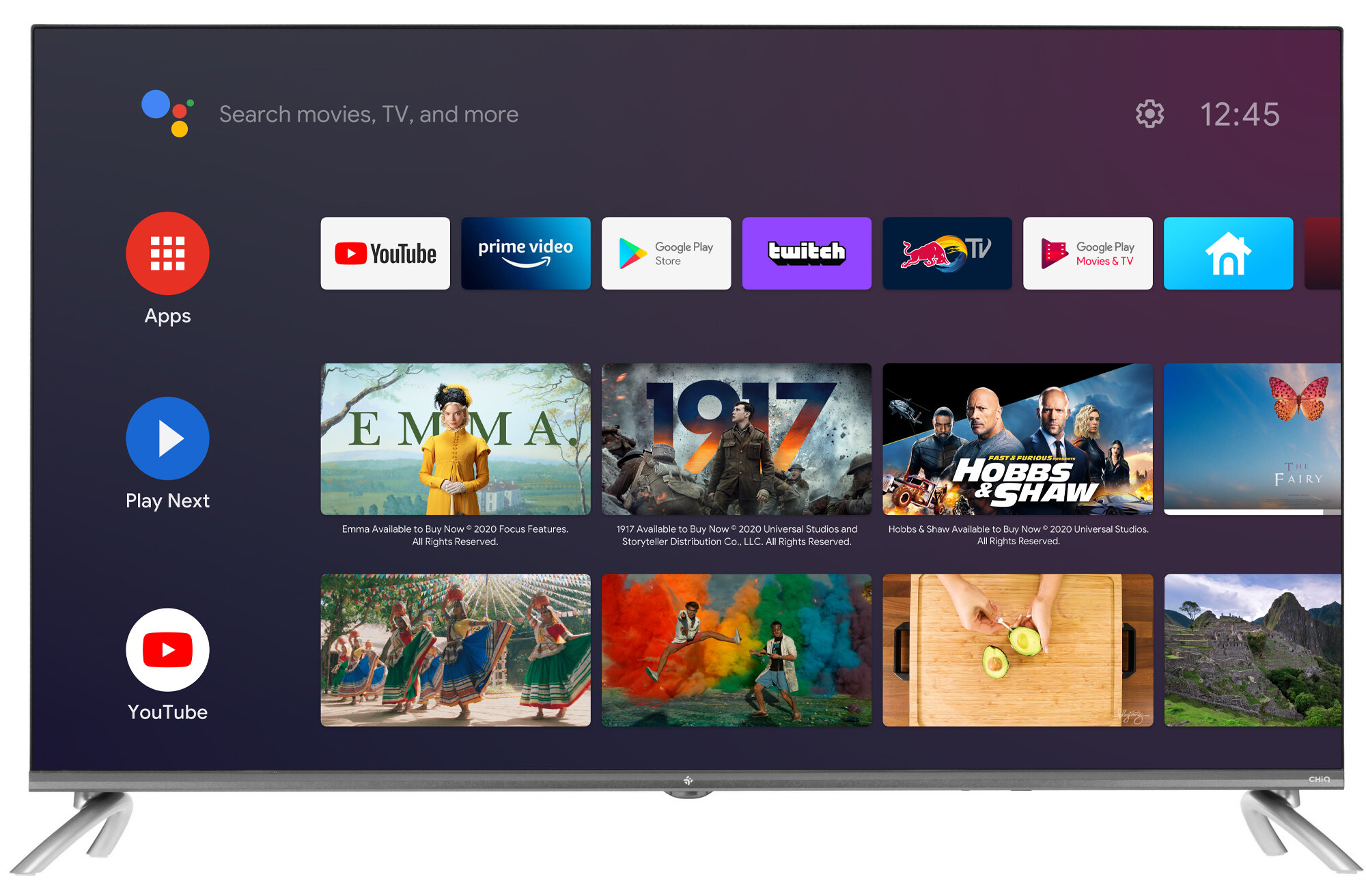 Телевизор LED DEXP A431, экран 43", 4K, HDR, Wi-F, 60Гц, Android