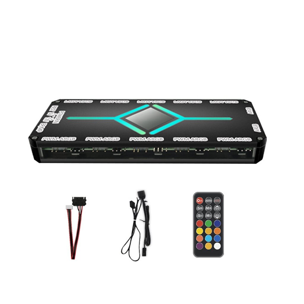 12-портовый ARGB + 10-портовый PWM-контроллер (с дистанционным управлением)-черный