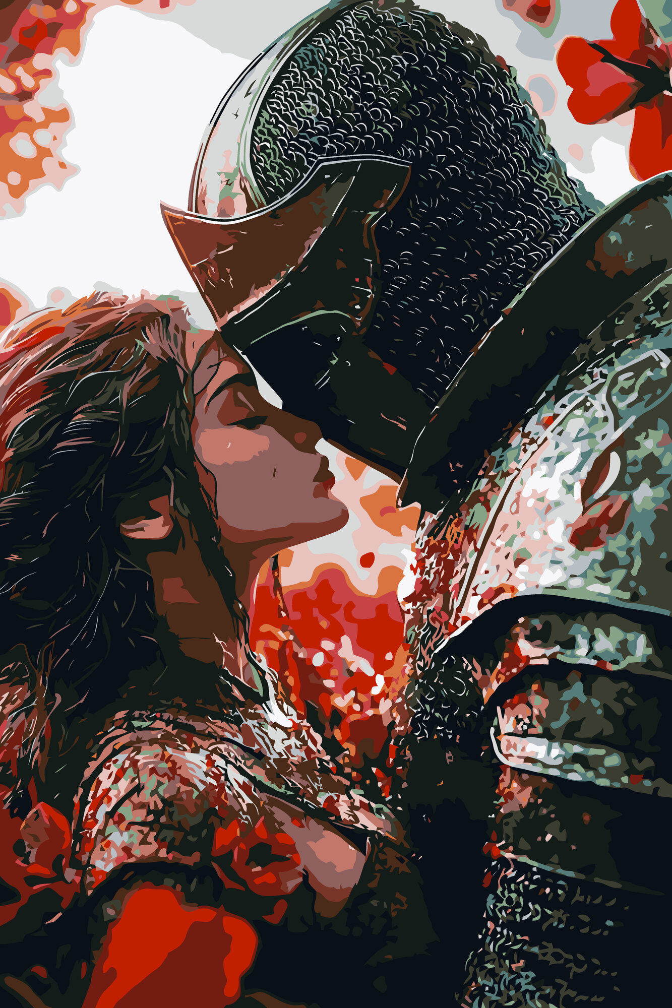 Картина по номерам X-331 "Рыцарь и Девушка" 40х60