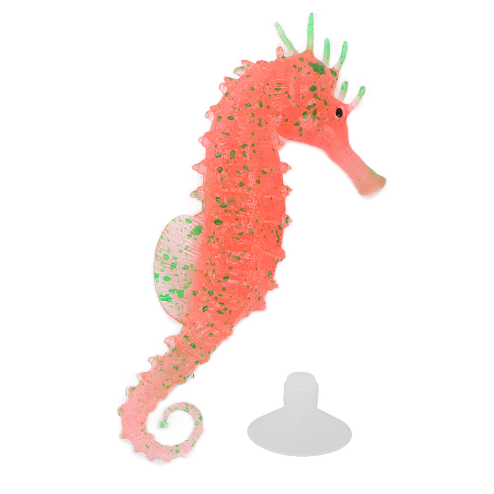 Реалистичная светящаяся силиконовая фигурка морского конька с присоской для аквариумов, красная.
