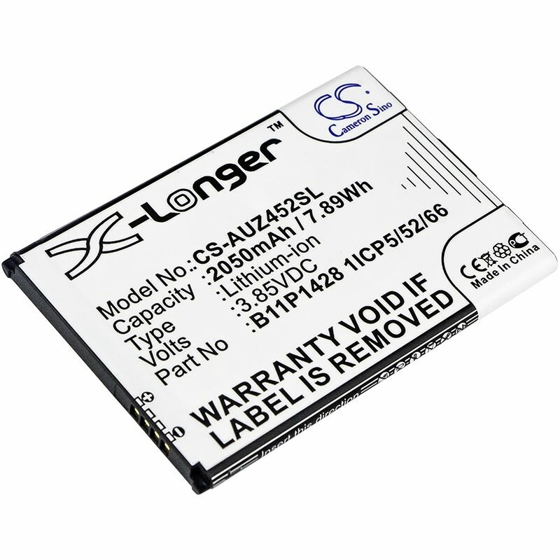 CS-AUZ452SL Категория Мобильный телефон, смартфон батарея Подходит для бренда Асус Подходит модель X009DB, ZB452KG, ZenFone Go 4.5, ZenFone Go ZB450KL 2050mAh / 7.89WhmAh 3.85V