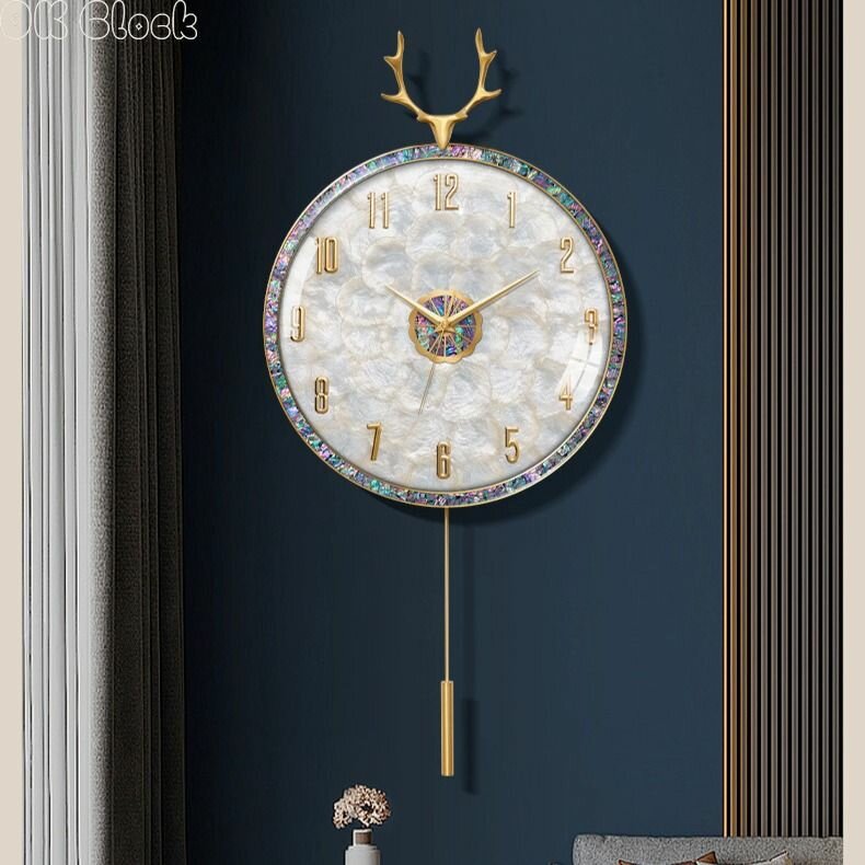 Часы настенные, Латунь + натуральная раковина морского ушка