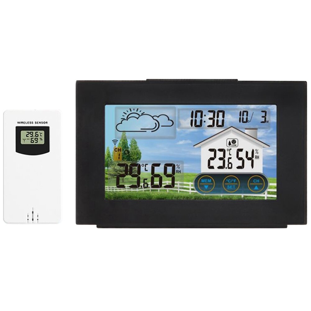 (H W R I) Контактный экран метеостанции Беспроводной комнатный наружный датчик температуры и влажности Цифровой будильник 1-3 Датчик-BF