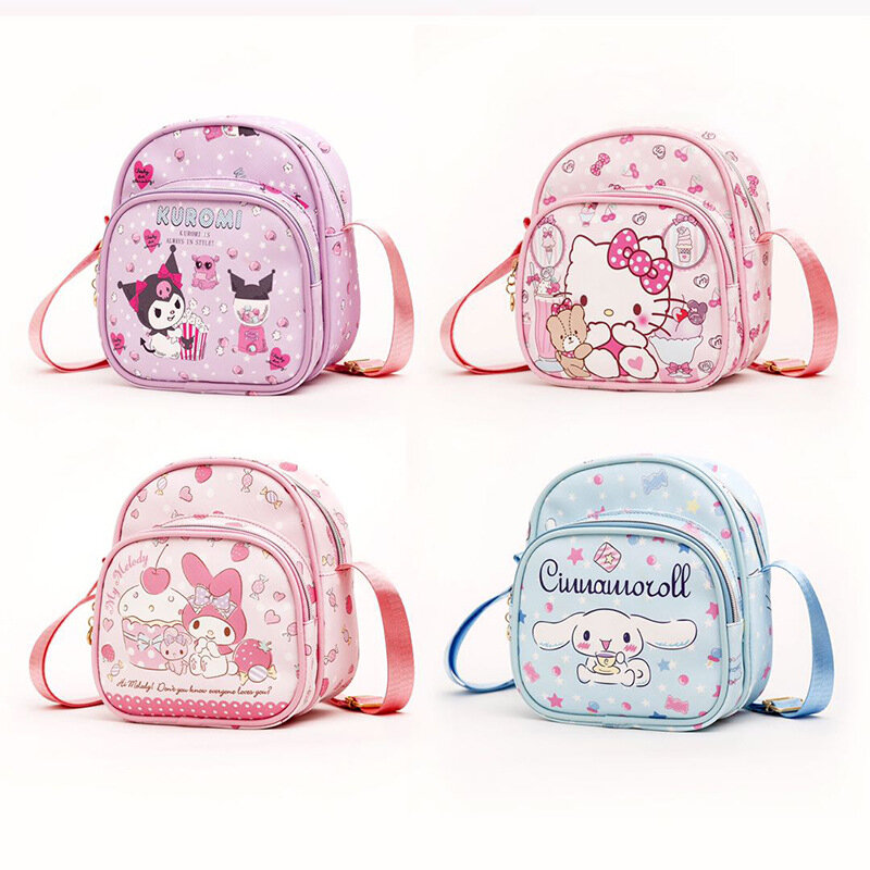 Симпатичная мини-сумка-мессенджер Sanrio, кожаная сумка-мессенджер через плечо, мультяшный дизайн