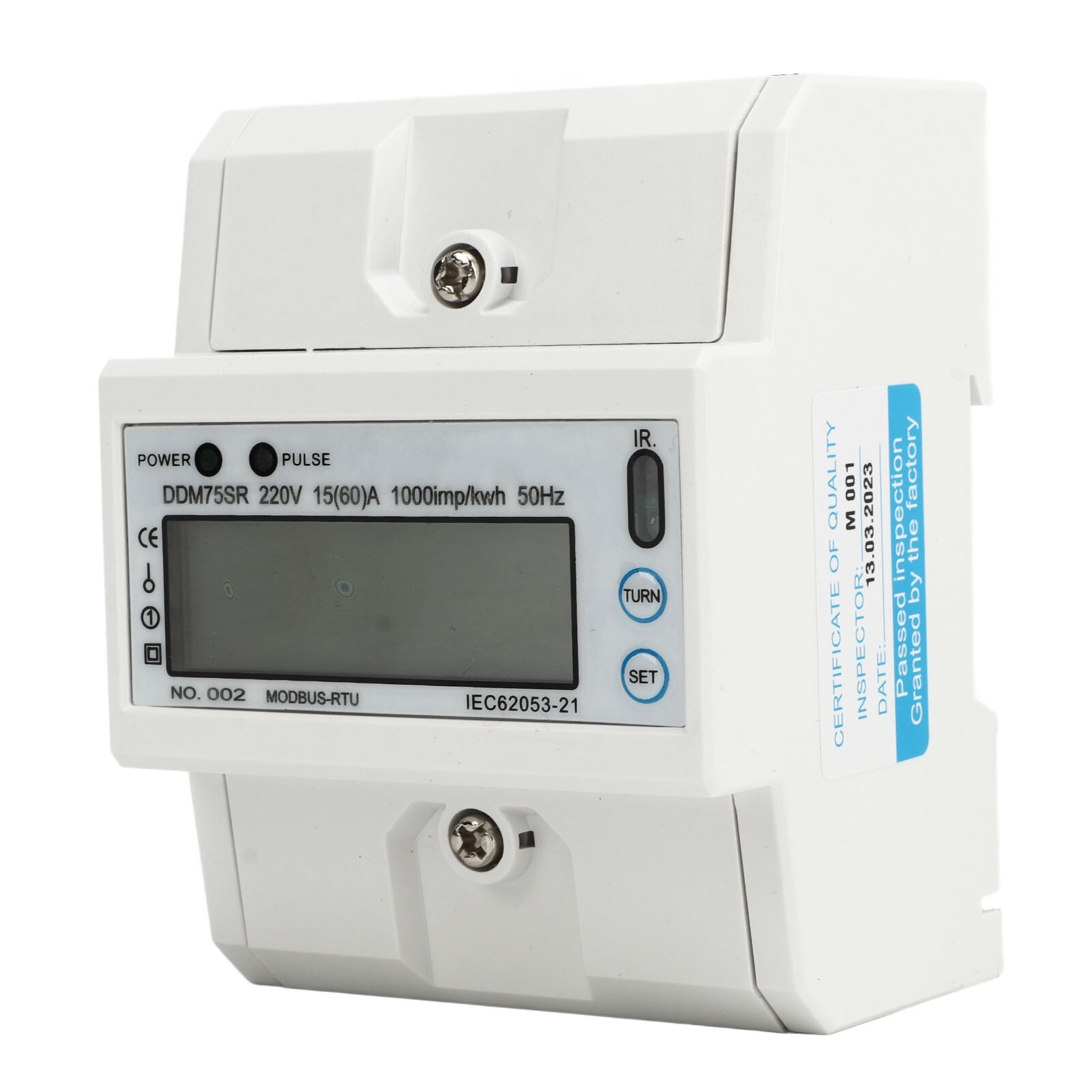 Однофазный счетчик энергии, LCD, RS485, Din rail, 15-60A