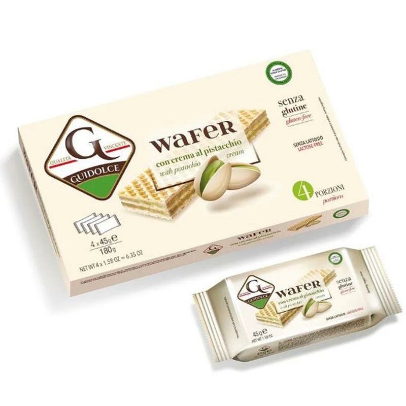 Вафли безглютеновые с фисташковым кремом Guidolce 4 штуки по 45 г