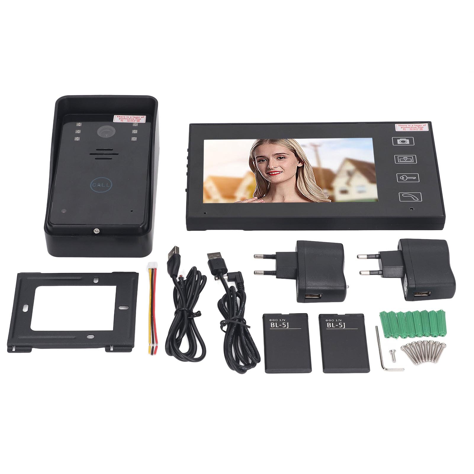 Беспроводной видеодомофон с дальним сигналом HD, умный домашний видеодомофон, напряжение переменного тока 110–240 В, вилка европейского стандарта.