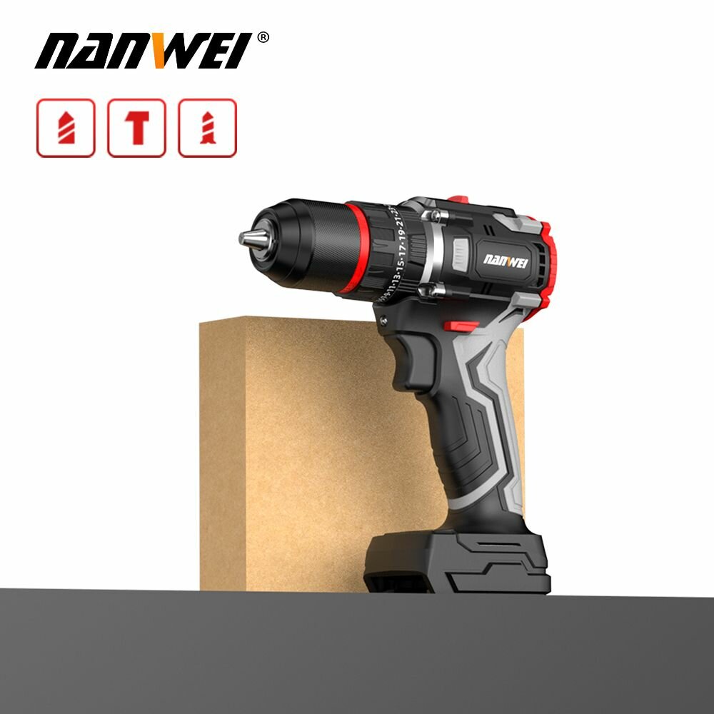 NANWEI 13MM электрическая отвертка 100N с ударной функцией бесщеточный двигатель