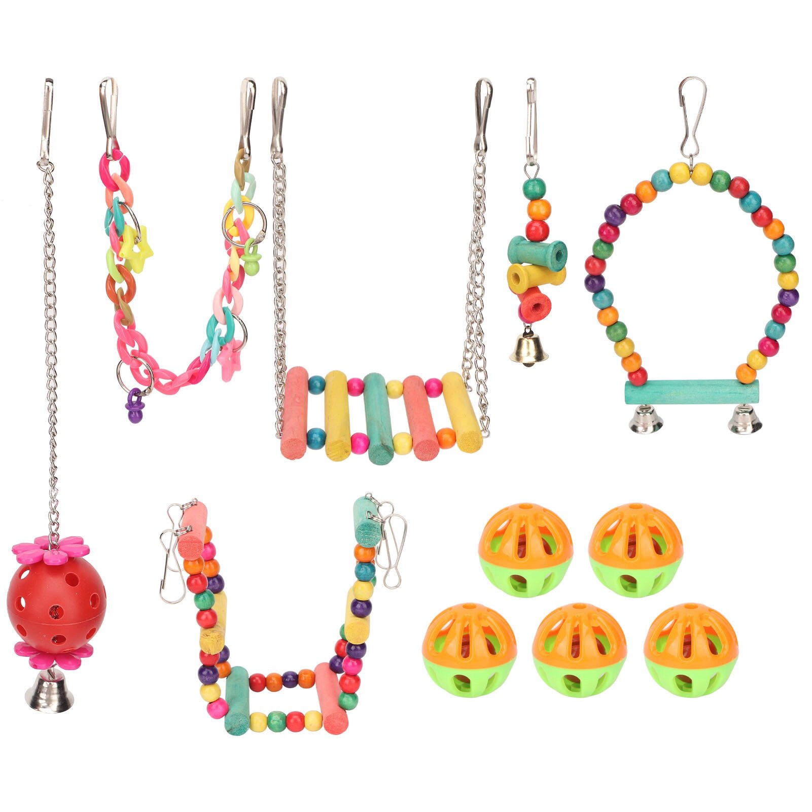 Деревянные качели-подвеска для птиц, развивающая красочная игрушка для жевания в виде попугая.