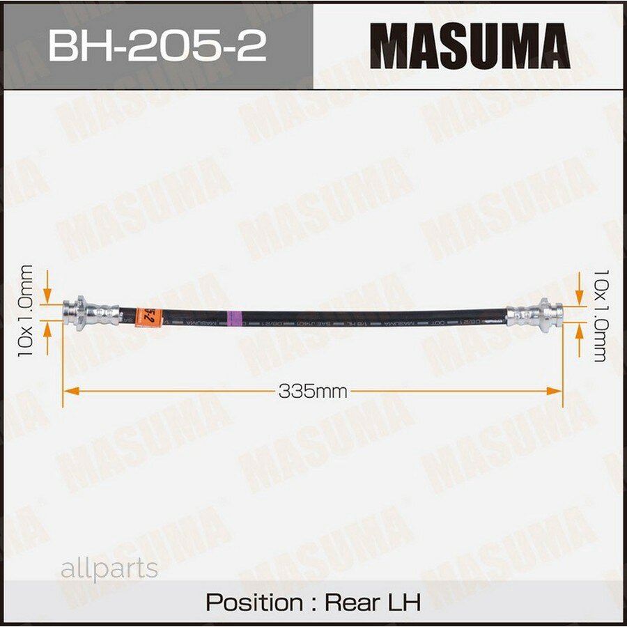 MASUMA BH-205-2 шланг тормозной! лев. L 334\ Nissan Sunny, ALMERA, BLUEBIRD SYLPHY 98-12
