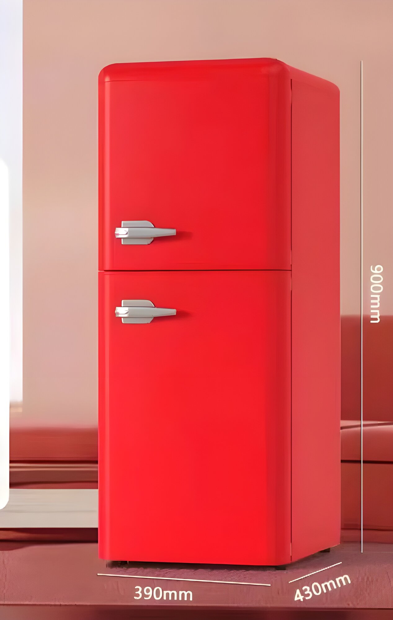 Ретро-холодильник Chigo BCD-72P138 красного цвета, 390х430х900 мм