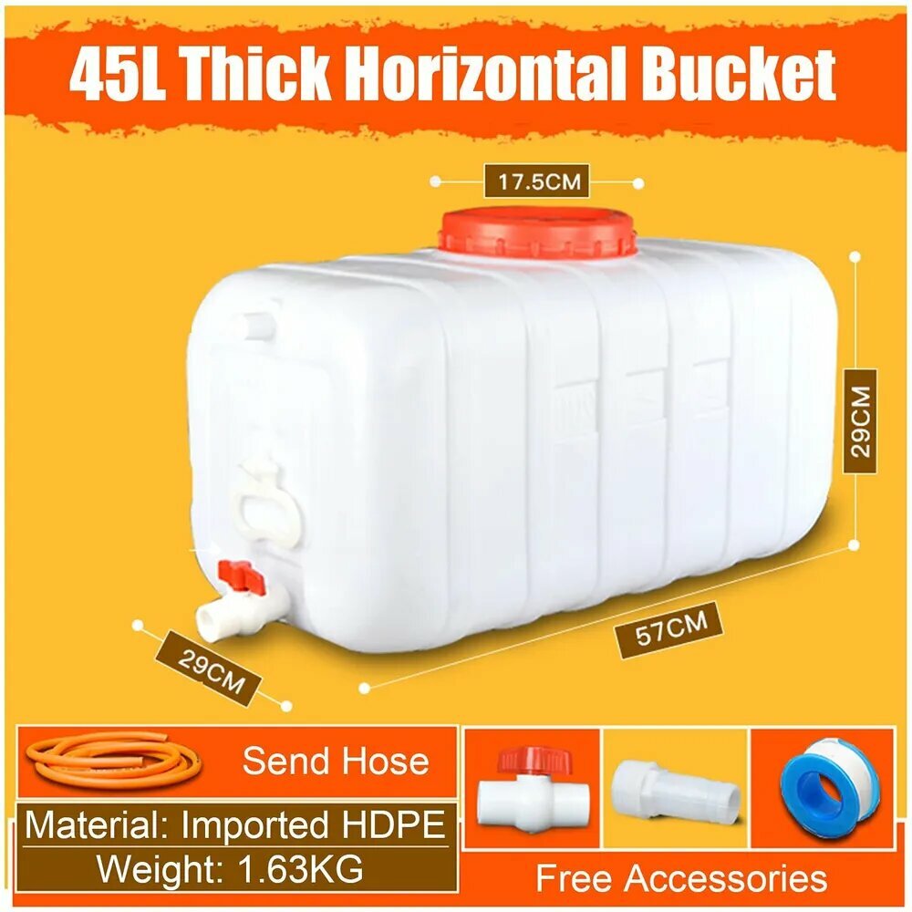 Канистра для Воды 45 л, Канистра для хранения воды с краном, дорожное ведро на открытом воздухе, прочное и удобное в переноске, подходит для кемпинга на открытом воздухе