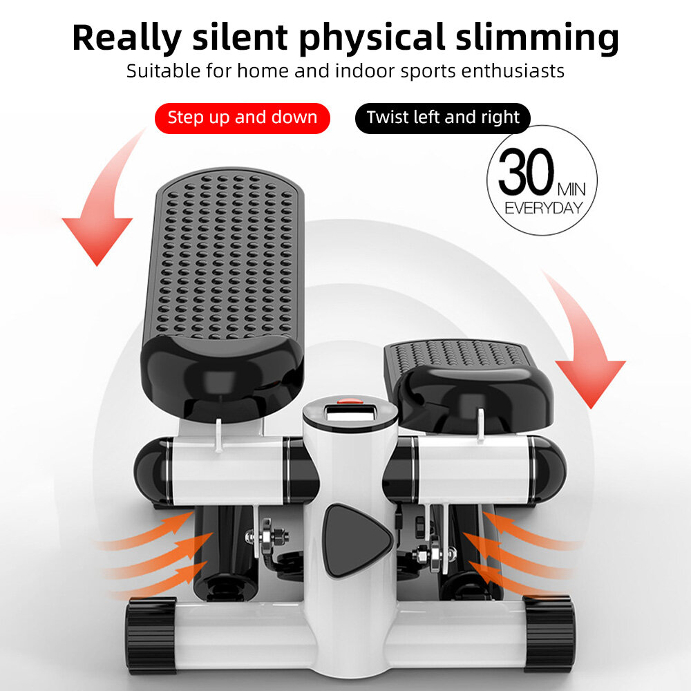 Степпер для дома, мини-степпер с эспандерами, фитнес-степпер с ЖК-монитором, компактное тренировочное оборудование, грузоподъемность 240 фунтов