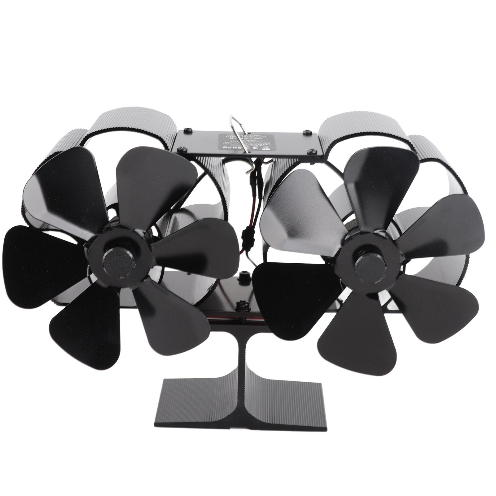 Двойные головы вентилятор камина 6 лезвий термическая мощность черная плита.