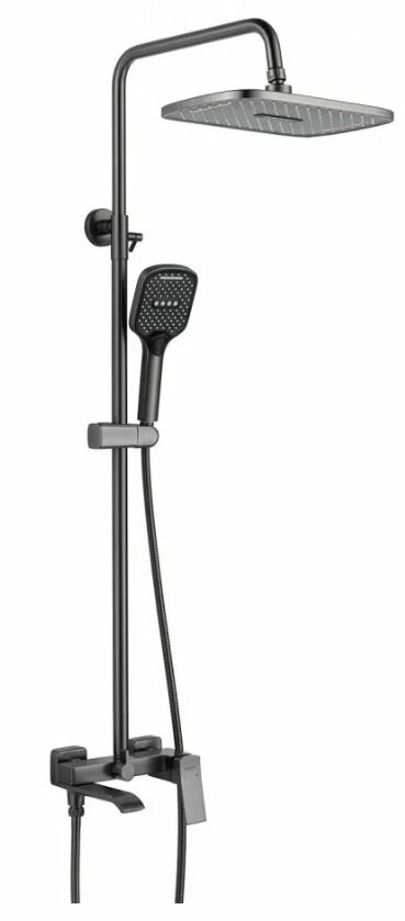 Душевая система SHEVANIK S4036T со смесителем, оружейная сталь