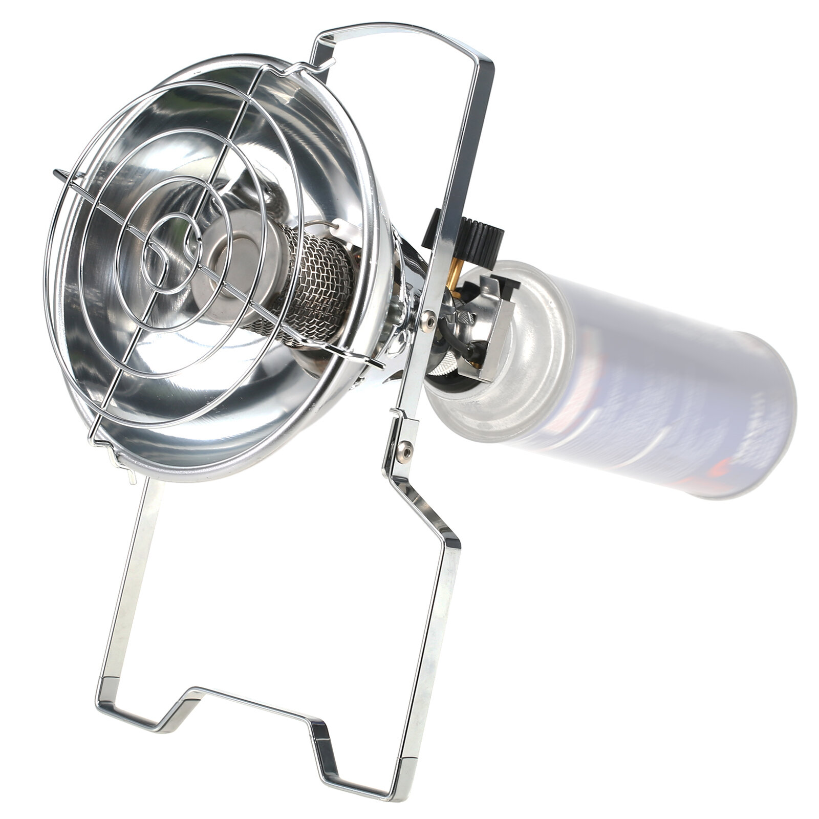 Уличный портативный газовый обогреватель с пьезоэлектрическим зажиганием мощностью 1000 Вт, предназначенный для использования с газовыми баллонами большой емкости.