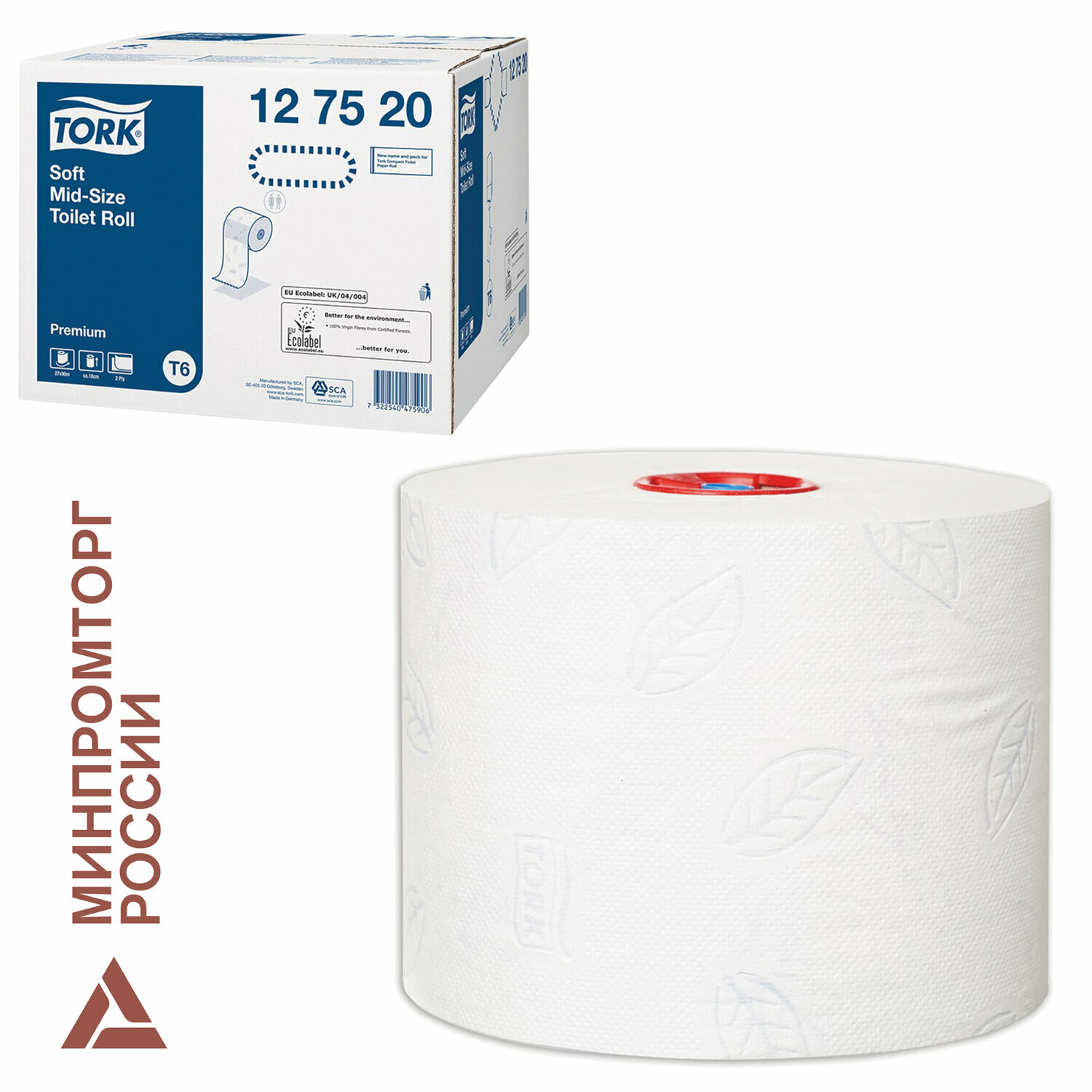 Комплектация 1 шт. Бумага туалетная 90 м, Tellus/TORK (Система Т6) PREMIUM, комплект 27 рулонов, 2-слойная, белая, 127520/127521