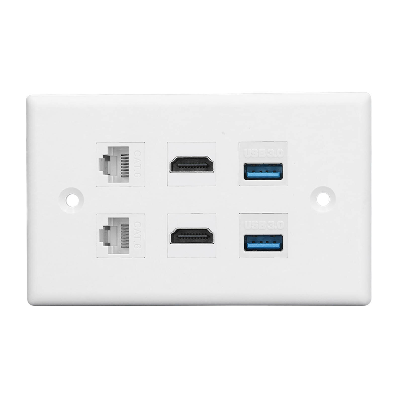 6-портовая настенная панель, 2 мультимедийных интерфейса HD, 2xCat6, 2xUSB3.0, RJ45, настенная панель Ethernet для HDTV-проектора, компьютера