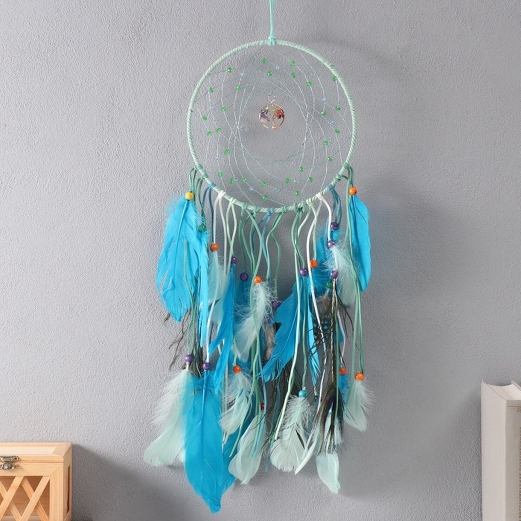 Ловец снов Сима-ленд "Дерево в цветке", текстиль, 20 x 85 см, зеленый