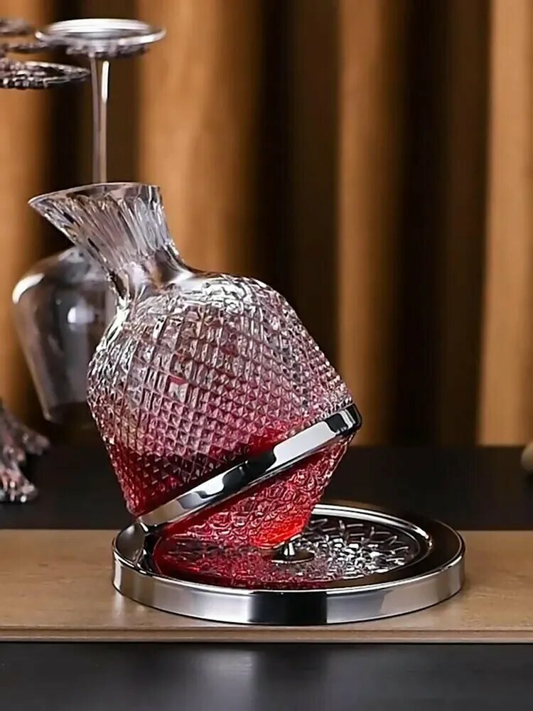 Вращающийся графин с бокалом креативный легкий роскошный винный кувшин из хрустального стекла