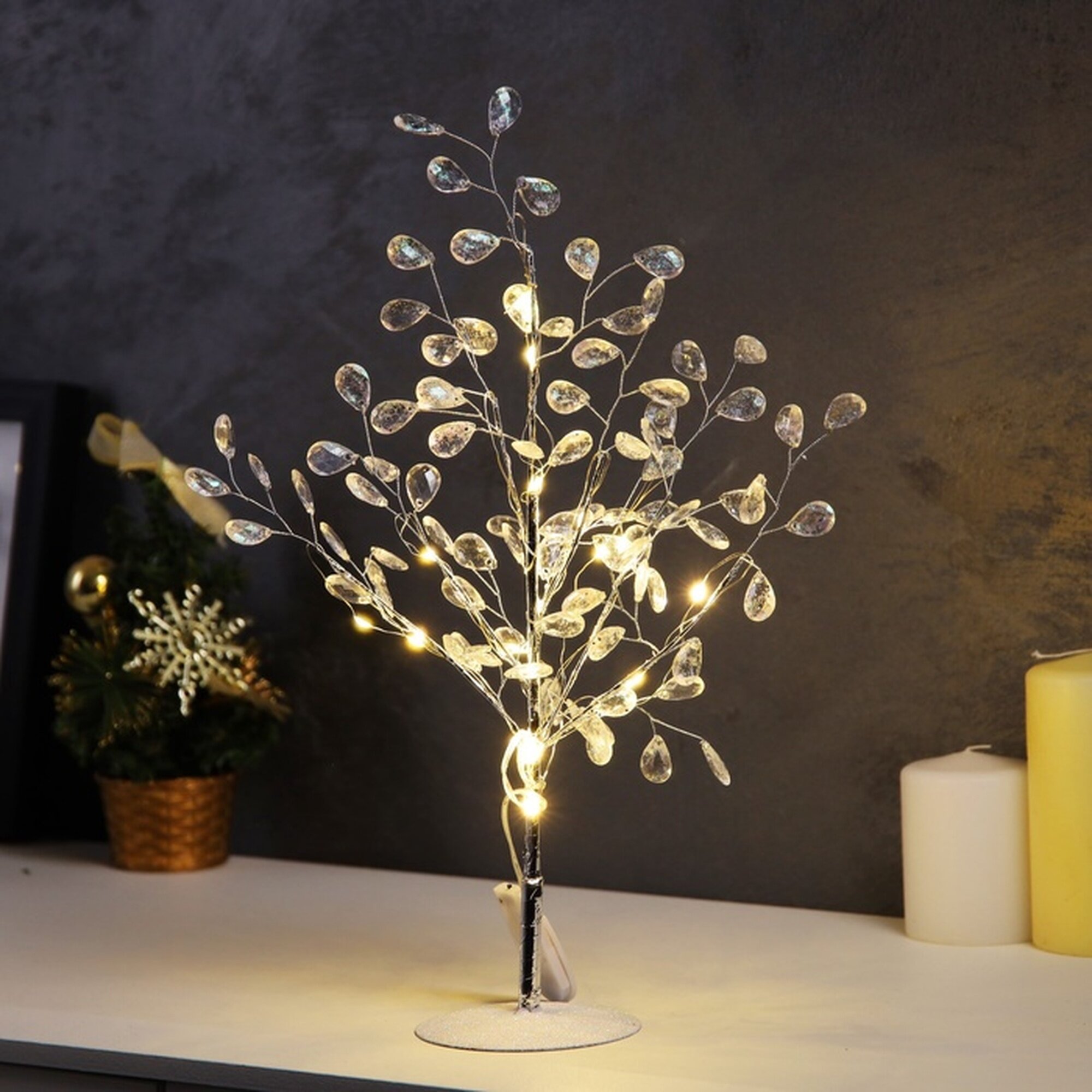 Светодиодный куст Luazon Lighting «Лепестки», 10 светодиодов, теплый белый свет, питание от батареек