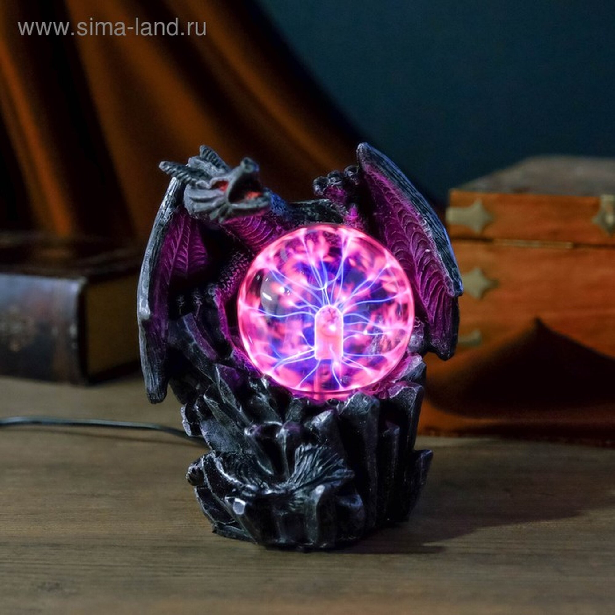 Плазменный шар 7421135G черный с серебряной патиной 15×15×17.5 см