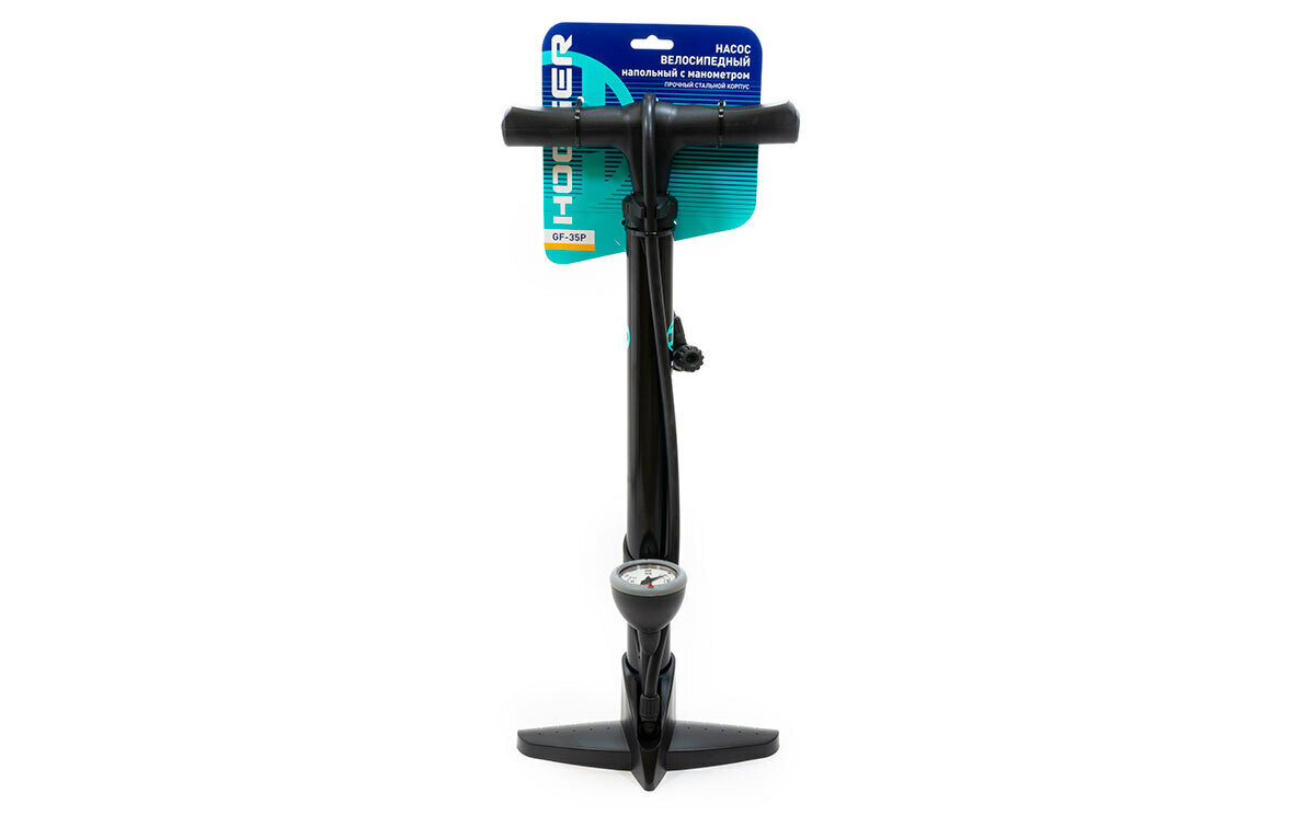 Насос HOGGER ручной-напольный ниппель AV/FV с манометром max 160 psi/11 bar алюминий черный