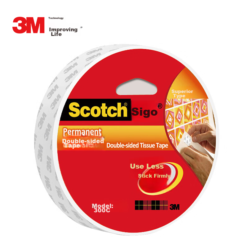3M Scotch Double-Sided Cotton Paper Tape (Extra Strong), Office Supplies, 300C-18, 18mm*9.5m