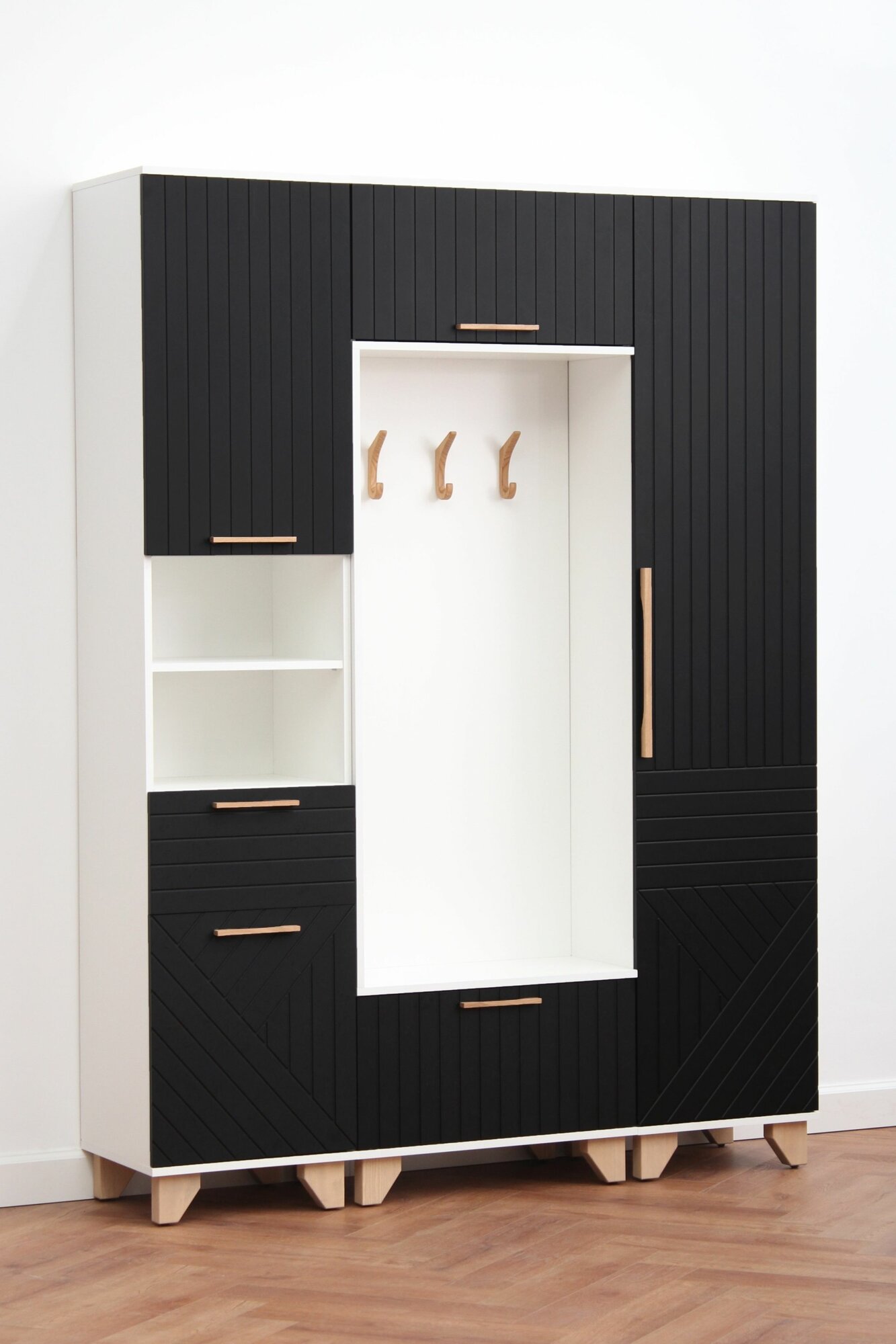 Прихожая Копенгаген 2 (вариант 1) Белый/Черный (Двенадцать стульев)