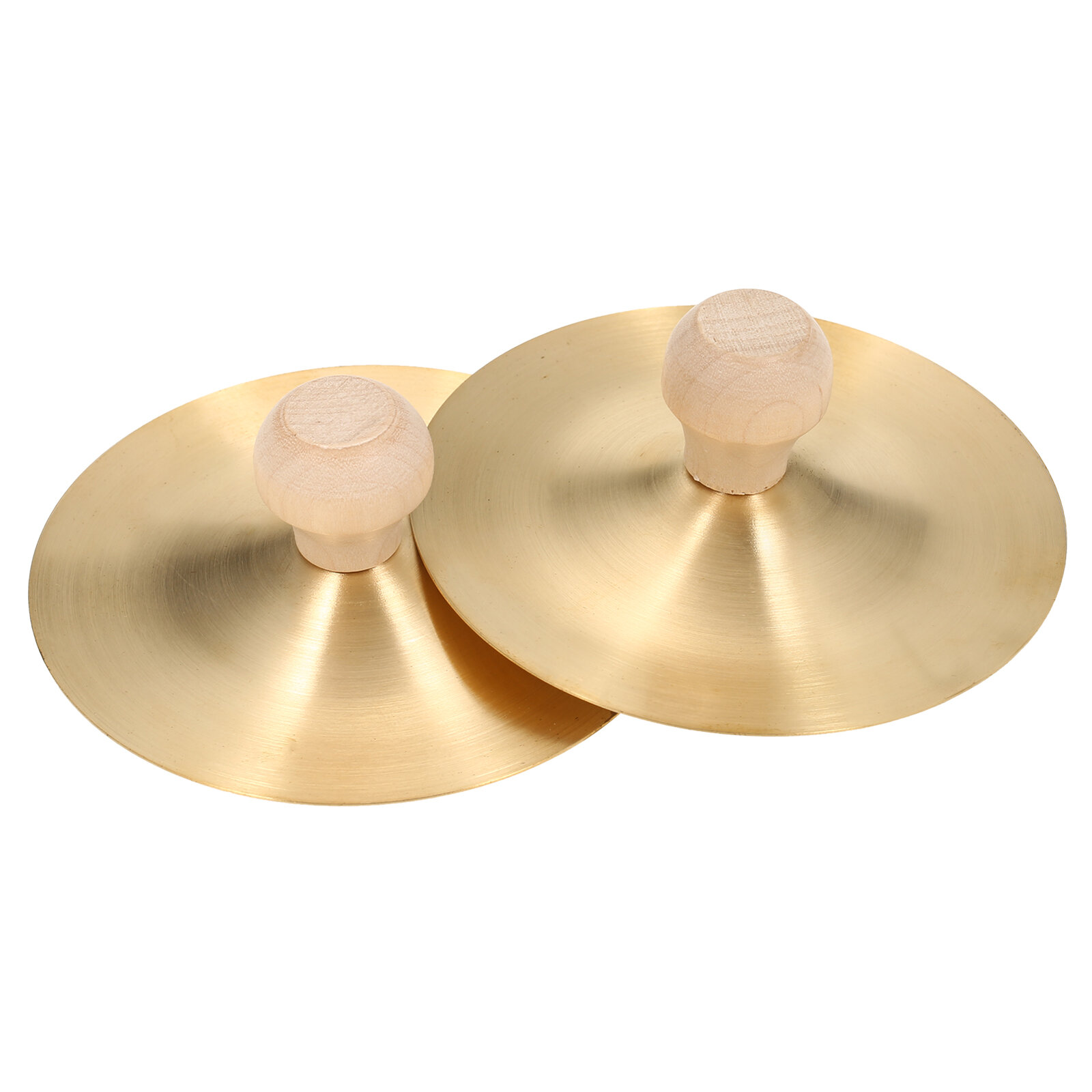1 Pair Finger Cymbals with Wooden Handle 3.5-inch Mini Copper 9cm Hand Cymbal for Belly Dance Music Instrument Adults Kids