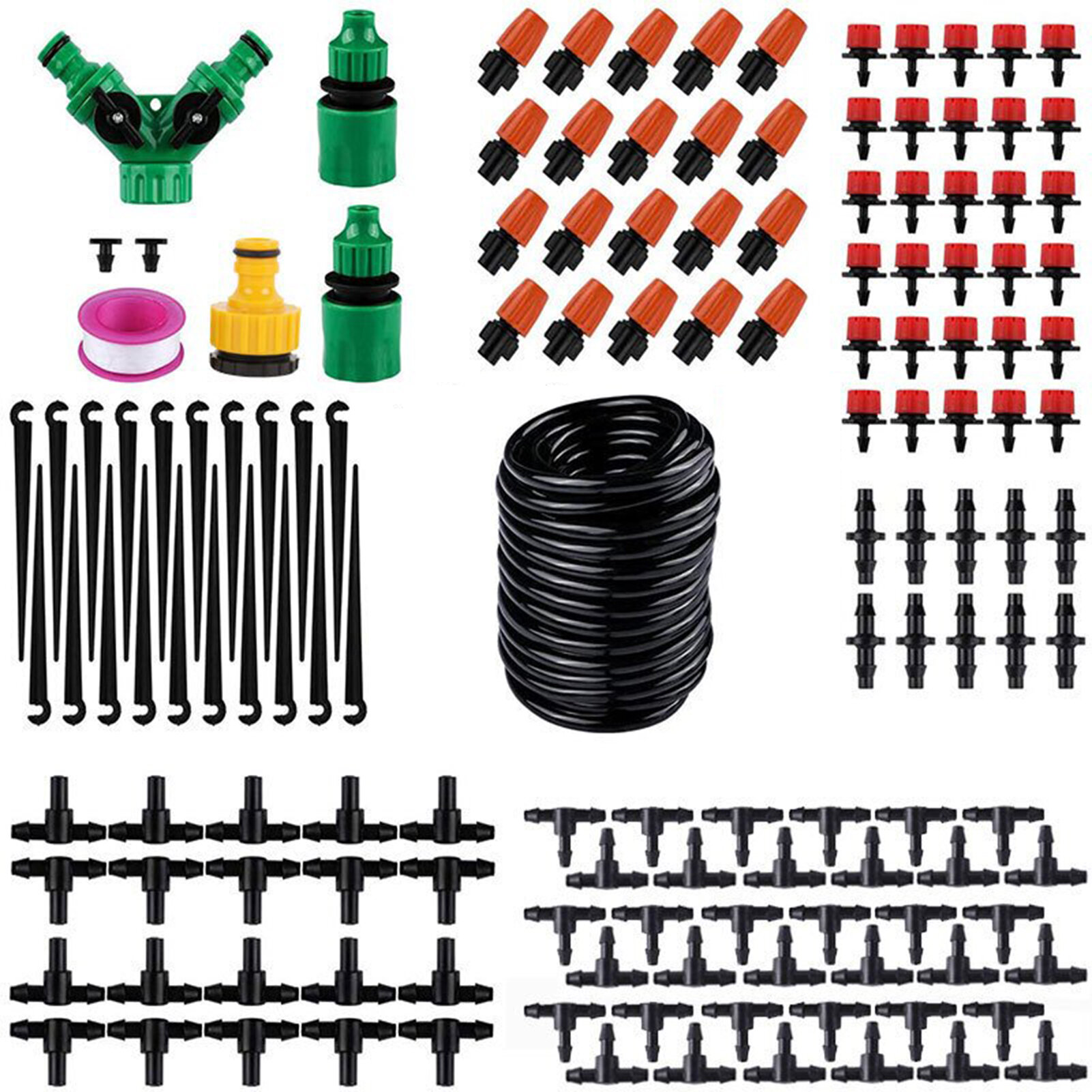 Система автоматической полива с мокрым охлаждением, капельная система полива, набор для автоматического полива растений в саду с шлангом, материал PP, длина шланга 5M, 10M, 15M, 20M, 30M, 40M, 20 туманных форсунок, 30 красных капельных насадок, 20